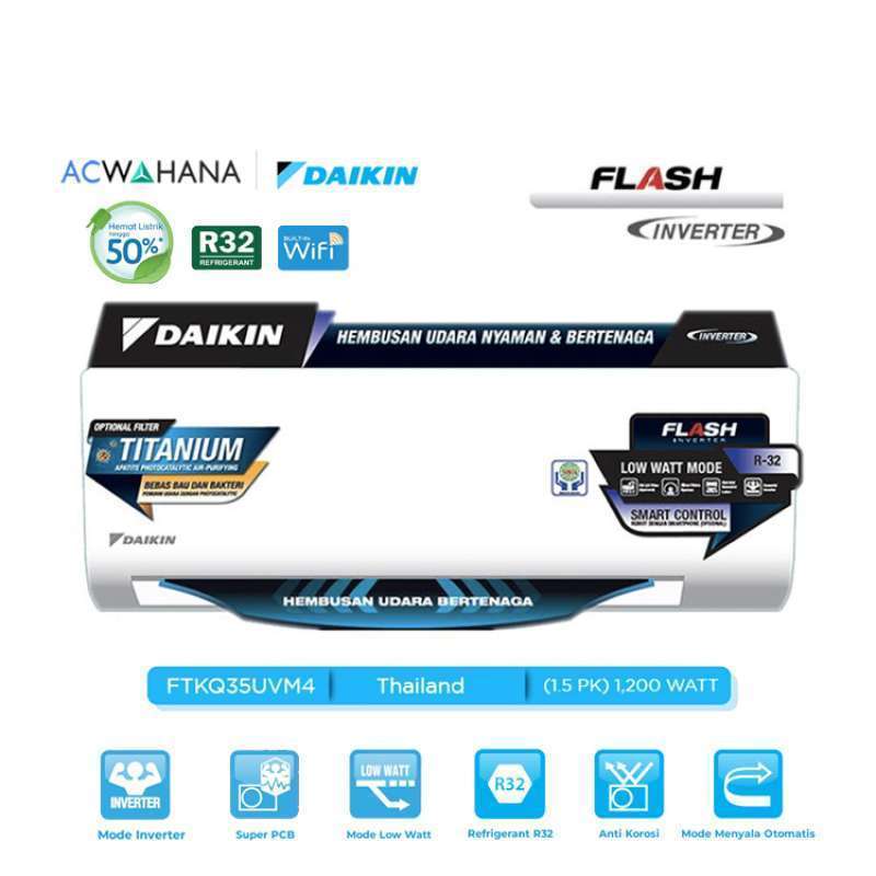 Jual Daikin AC Split Inverter Flash Thailand R32 2 PK - FTKQ50UVM4 ...