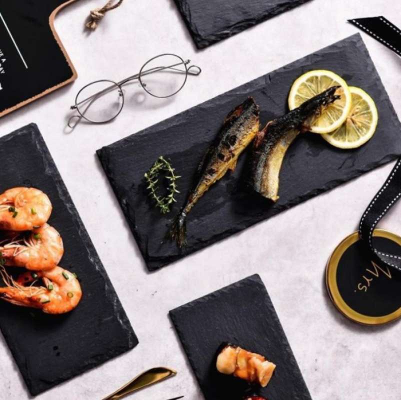 Promo Japanese Flat Stone Plate / Piring Jepang Rata Batu Hitam Sushi ...