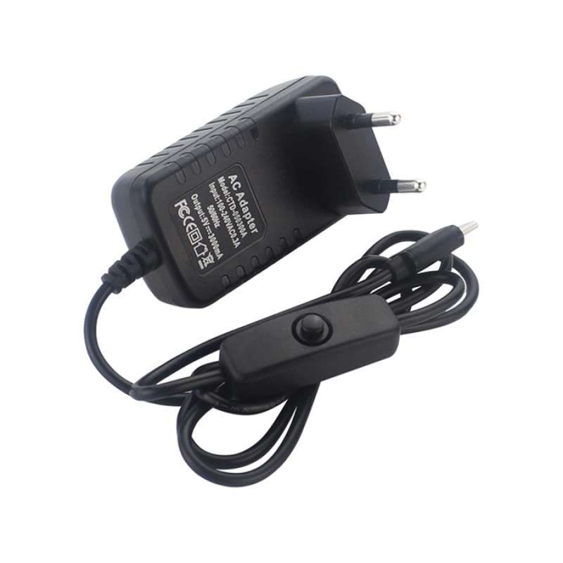 Jual Raspberry Pi 4 Adaptor Charger 5V 3A USB Type C with ON-OFF Switch ...