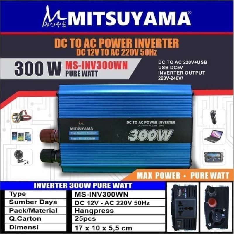Promo Power Inverter Pure Sin Wave (PSW) 12V 300 Watt DC to AC ...