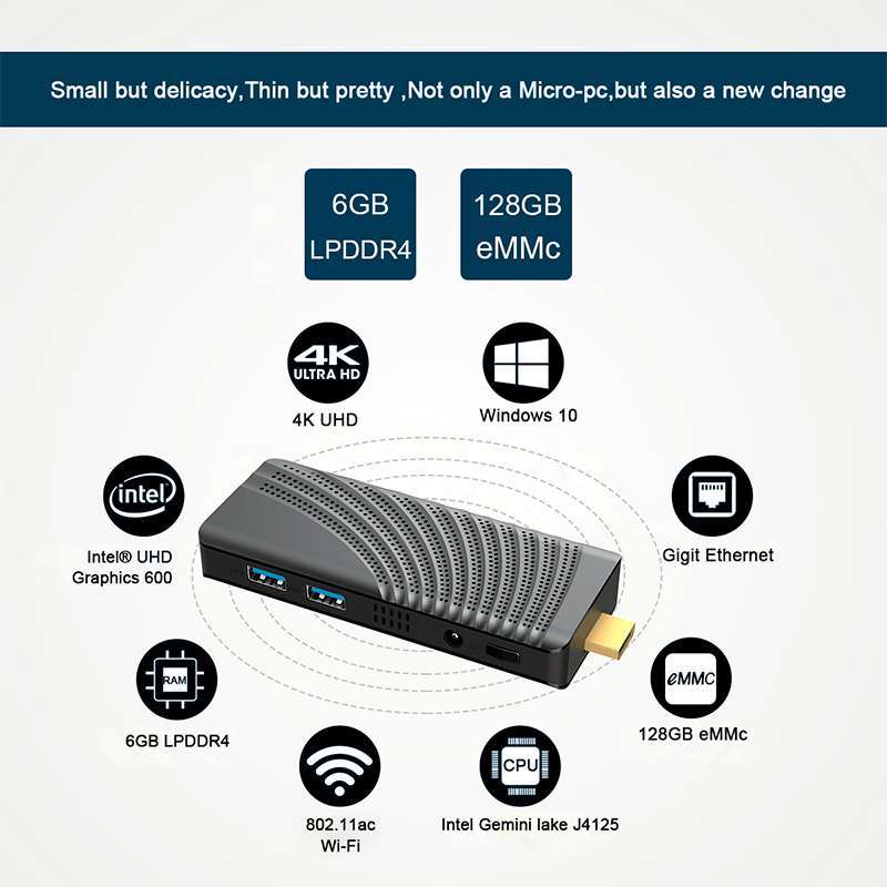 Jual Mini Pc Stick T6 Pro 6/128gb Intel Geminilake J4125 Wifi Lan ...