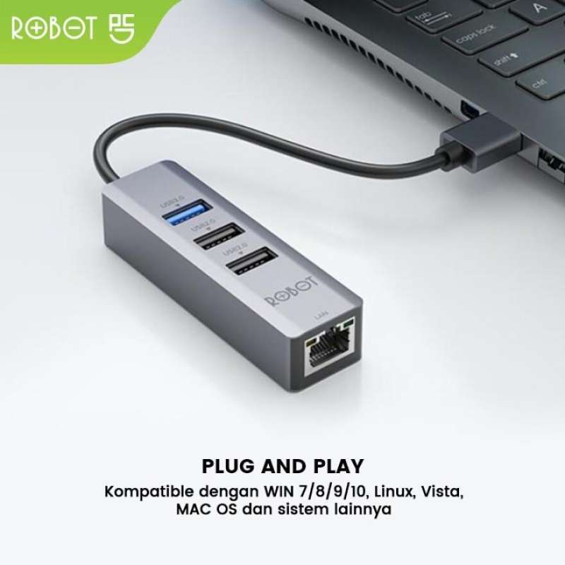 Jual USB Hub 4 in 1 ROBOT HEA100 USB 3.0 - 2.0 USB To LAN Ethernet ...