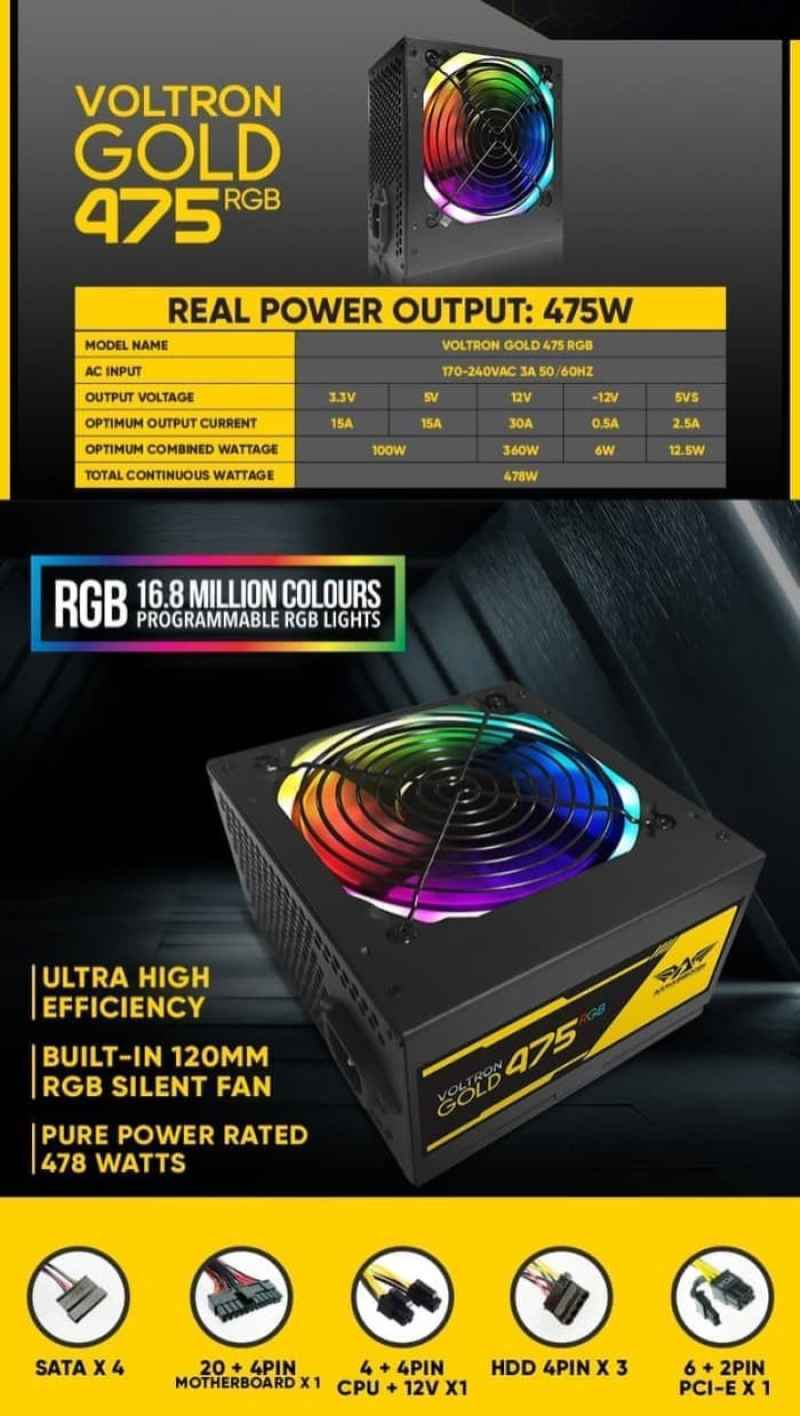 Jual Armaggeddon Psu Plus 80+ Voltron Gold 475 Rgb Power Supply Di Seller Trinity Plaza - Kedoya ...
