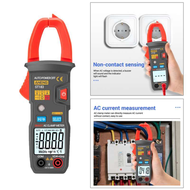 Promo ST183 Clamp Meter Current 6000 Counts True RMS Multimeter DC/AC ...