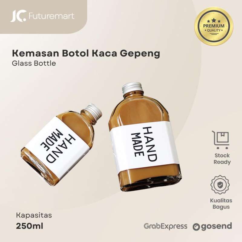 Jual BOTOL KACA GEPENG 250ML TUTUP ALUMINIUM G-250 KEMASAN KOPI SUSU di ...