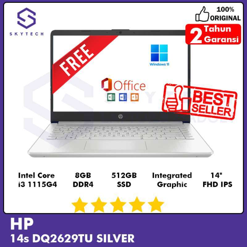 Jual LAPTOP HP 14s DQ2629TU INTEL CORE i3 1115G4 RAM 8GB SSD 512GB WINDOWS 11 + OFFICE HOME ...
