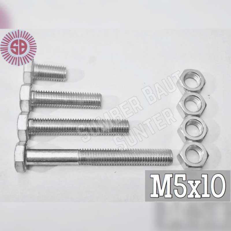 Promo M5X10 Baut Mur Hexagon Putih Bmp Hex 5X10 Kunci 8 Galvanis Diskon 38% di Seller Duma Shop ...