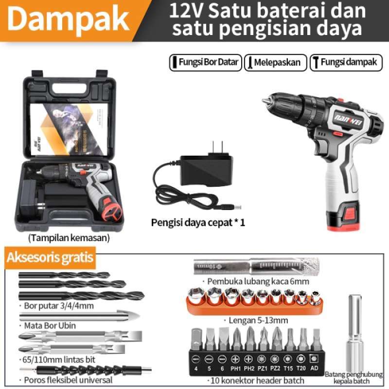 Promo Alat Bor Yang Dapat Di Charge Bor Rumah Tangga Baterai Lithium ...