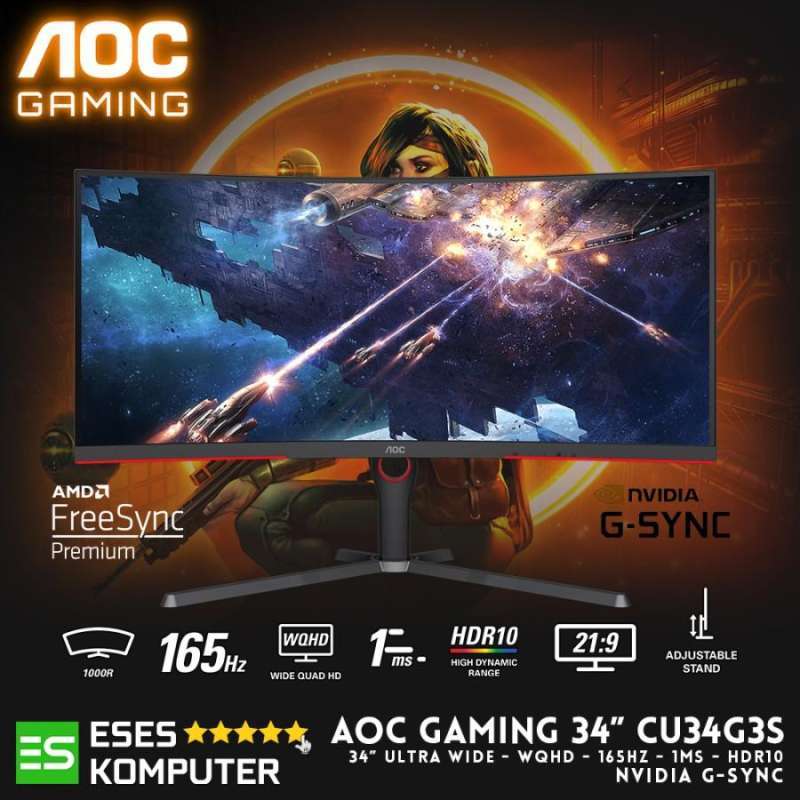 Jual Monitor Aoc Gaming Cu34g3s 34 Inch Curved Ultrawide Qhd 165hz 1ms ...