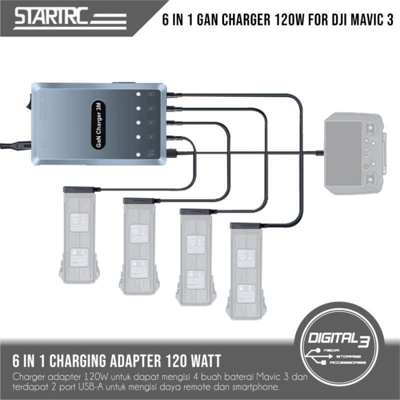 Jual STARTRC 6 in 1 Battery Charging Hub 120W DJI Mavic 3 / Mavic 3 ...