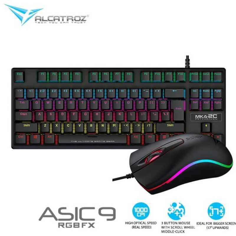 Jual Alcatroz RGB Gaming mouse Asic 9 Combo MKA-2C RGB Gaming Keyboard ...
