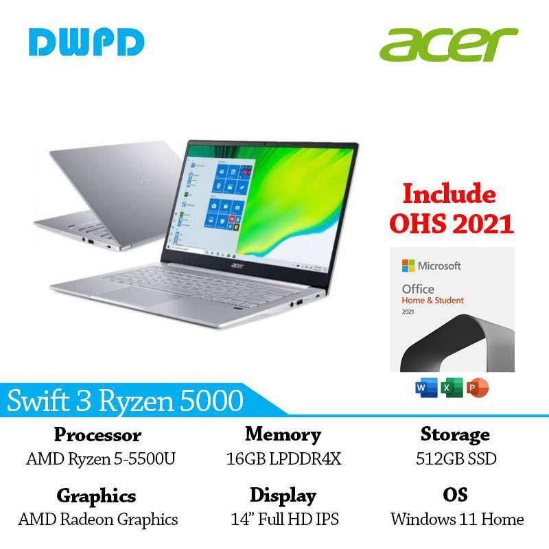 Jual Acer Swift 3 Ryzen 5000 SF314-43-R8PQ AMD Ryzen 5-5500U 16GB ...