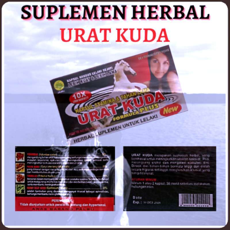 Jual Suplemen Herbal Pria Kapsul Urat Kuda Formula Plus Stamina & Tahan Lama 10x Lebih Dahsyat ...