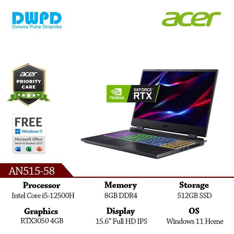 Jual Acer Gaming Nitro AN515-58-59X8 Intel Core i5-12500H 8GB DDR4 ...