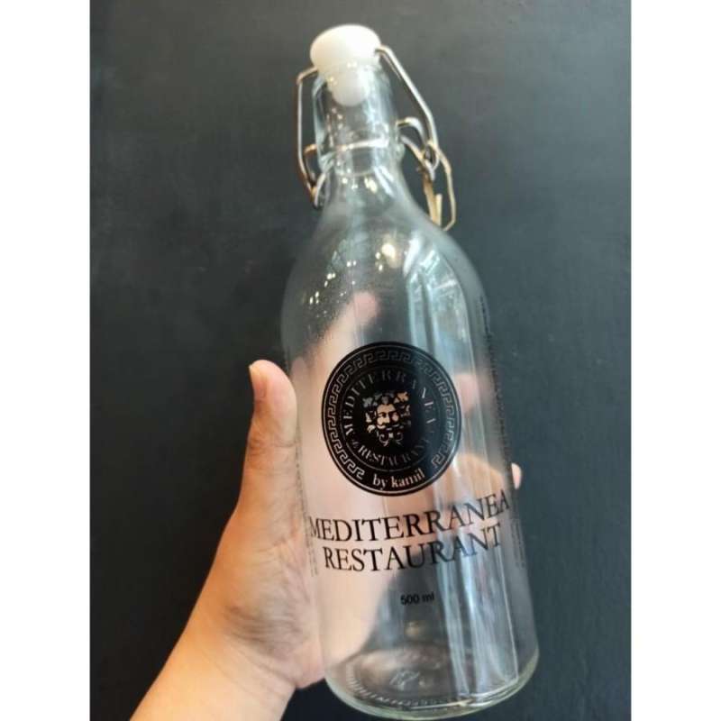 Jual Botol Kaca Glass Bottle Tempat Air Drink Logo Mediterranea Gelas ...
