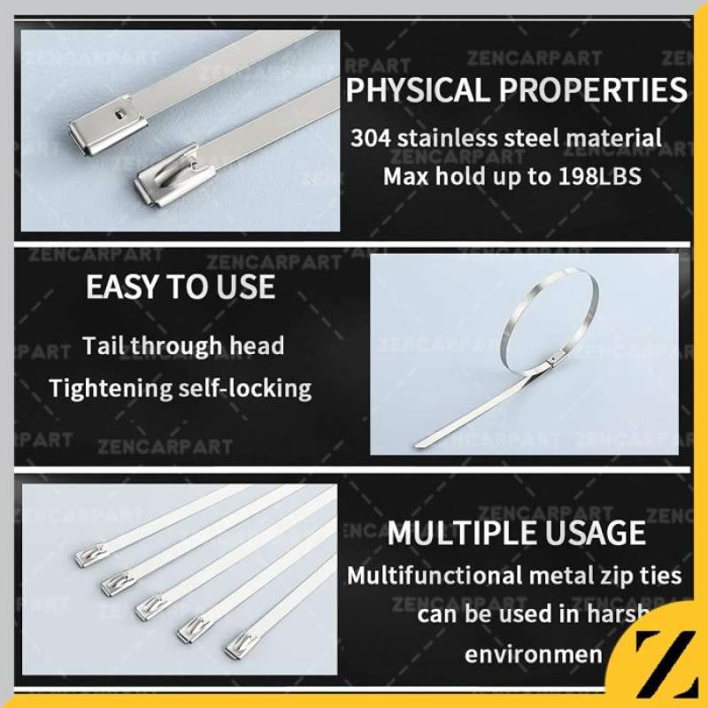 Jual Kabel Cable Ties Tie Besi Stainless Steel Pengikat Knalpot Klem 60 ...