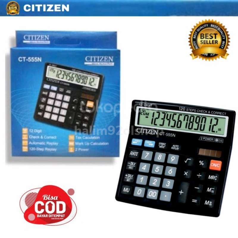 Promo Kalkulator Citizen CT 555 N / ct555n Calculator Digital 12 Digit Diskon 23% di Seller ...