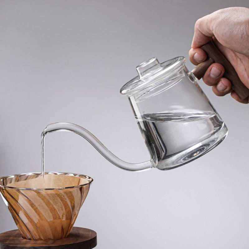 Promo Glass Gooseneck Kettle Ergonomic Handle Water Boiler Long Narrow ...