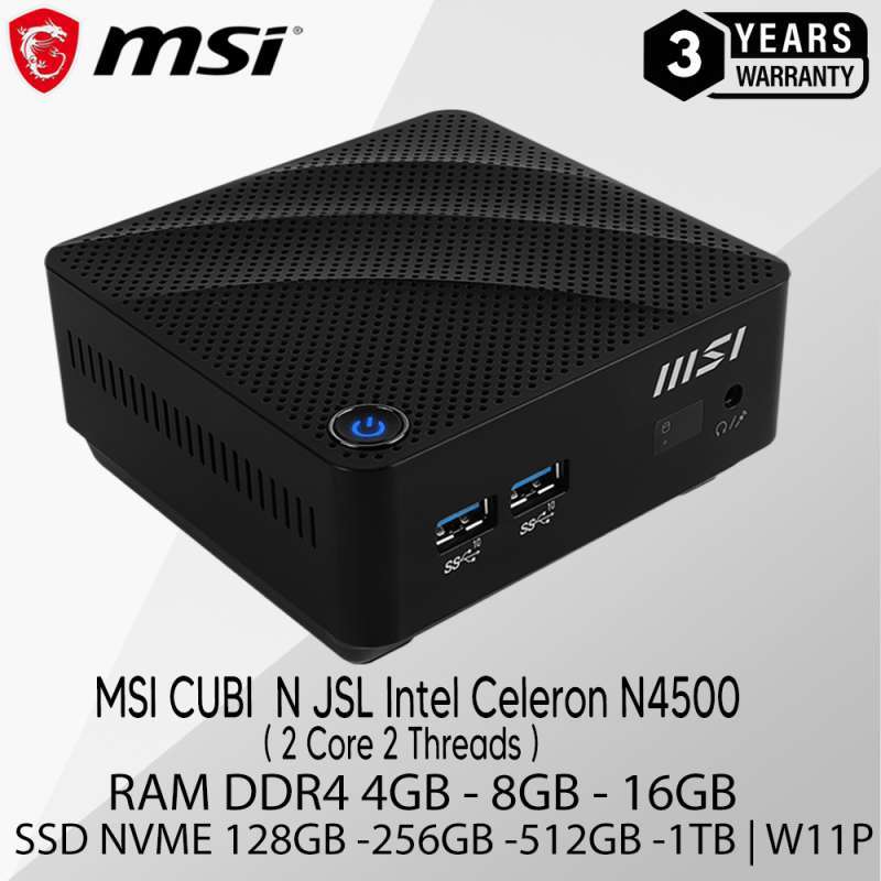 Promo Mini Pc Msi Cubi N Jsl Celeron N4500 Ram Ssd Win 11 Ram 4gb Ddr4 2666 Ssd Nvme