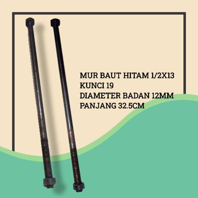 Promo BAUT HITAM 13 INCH KUNCI 19 PANJANG 32.5 CM NC 1/2 X 13 - Baut ...