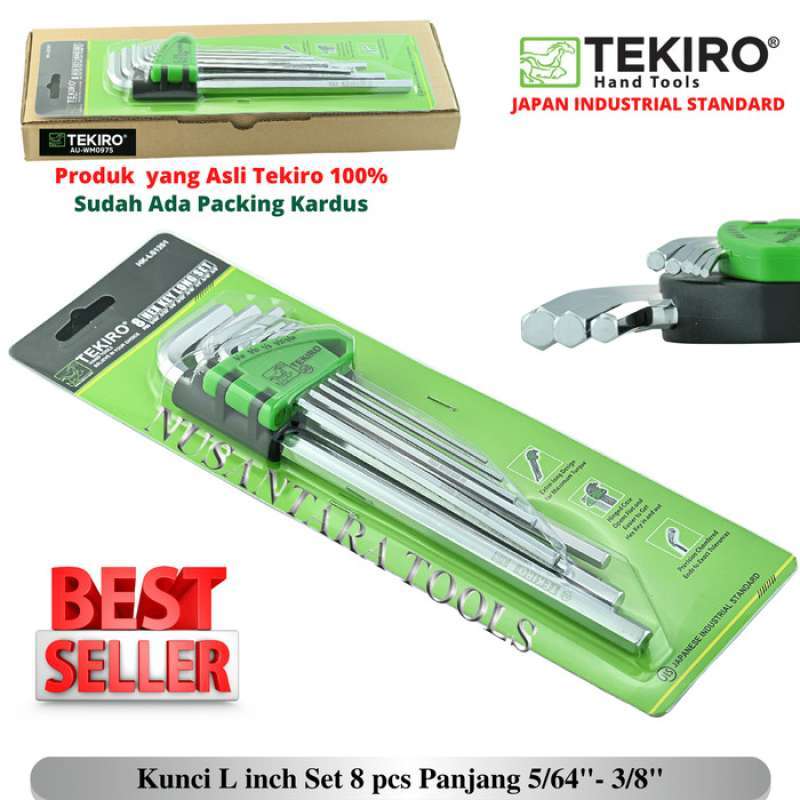 Promo Hex Key Long Set Inch Tekiro - Kunci L Set Inchi Panjang 5/64-3/8 ...