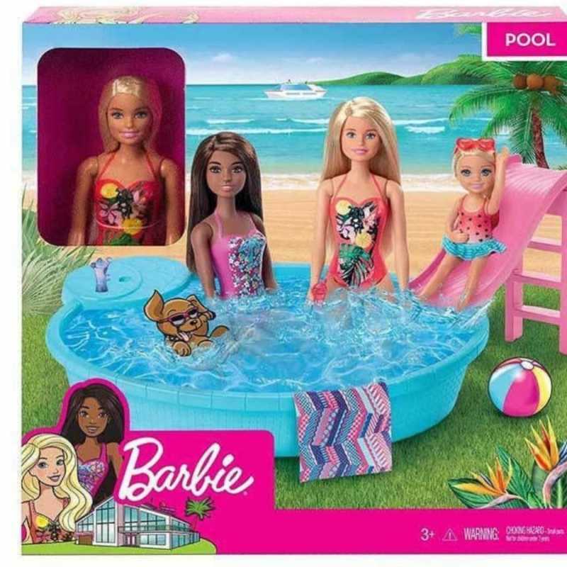 Jual Barbie Doll and Pool playset aksesoris kolam renang boneka barbie ...