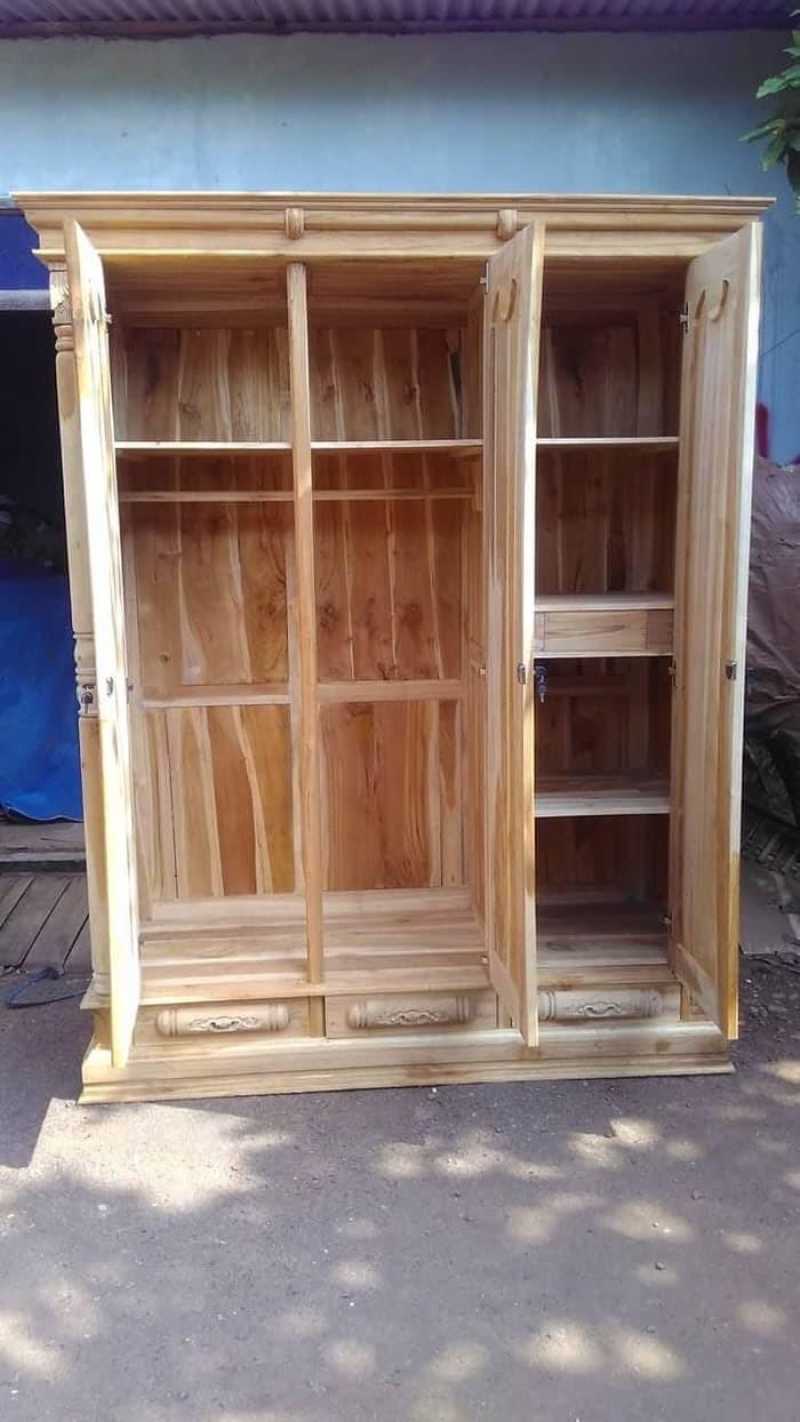 Jual Lemari Pakaian Almari Baju Pintu 3 Kayu Jati Jepara Di Seller ...