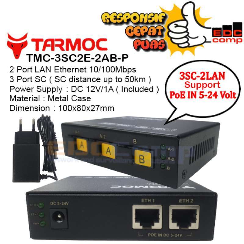 Promo Ethernet Fiber Switch 3 SC 2 LAN |Media Converter Switch FO 3 SC ...