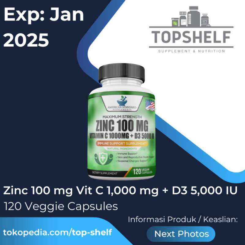 Jual American Standard Supplements Zinc 100 Mg Vitamin C 1000 Mg D3 5000 Iu Di Seller Anes ...