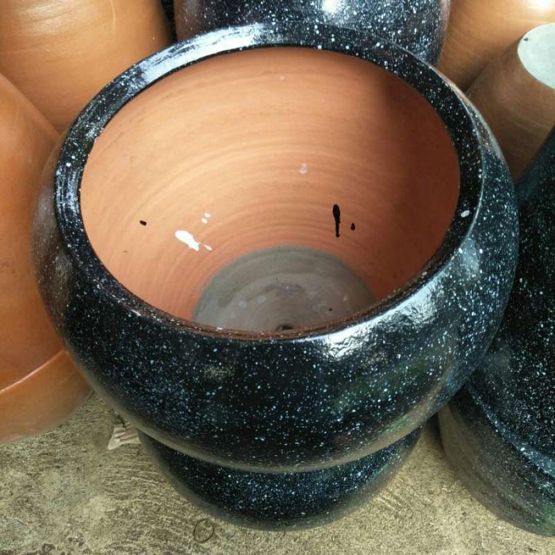 Promo pot gerabah bulat besar diameter 30cm/pot terracotta bola bercak ...