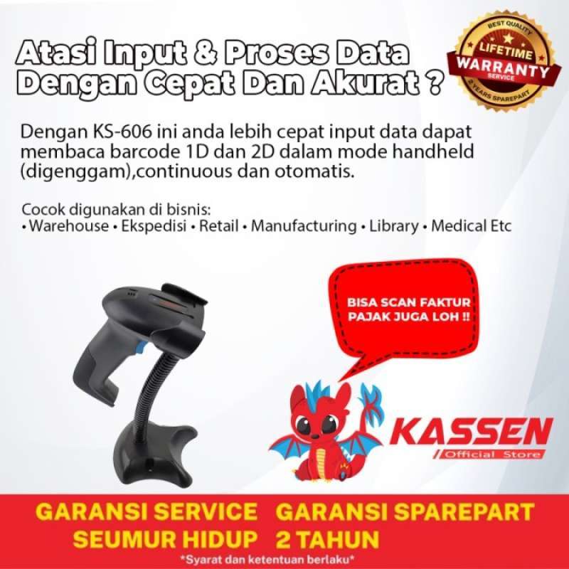 Jual 2 Dimensi With Dongle Scanner Barcode (wireless) Kassen Ks-606-2d ...