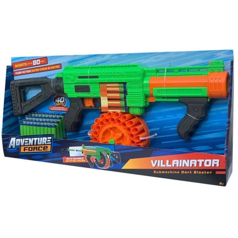 Promo Nerf Adventure Force Villainator Submachine Pump-Action SuperDrum ...