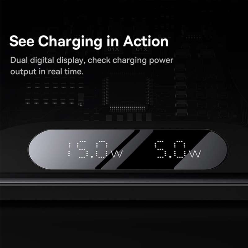 Jual Baseus Dual Wireless Charger Digital Led Fast Charging Pad 20w ...