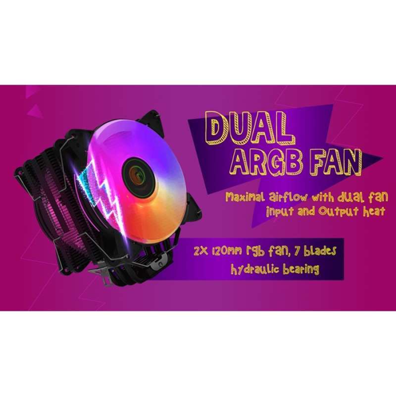 Promo Cube Gaming Storm V2 Cpu Cooler Argb Fan Universal Socket - Dual ...