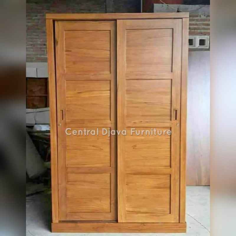 Jual Lemari Pakaian Minimalis Sliding 2 Pintu Kayu Jati Almari Geser ...