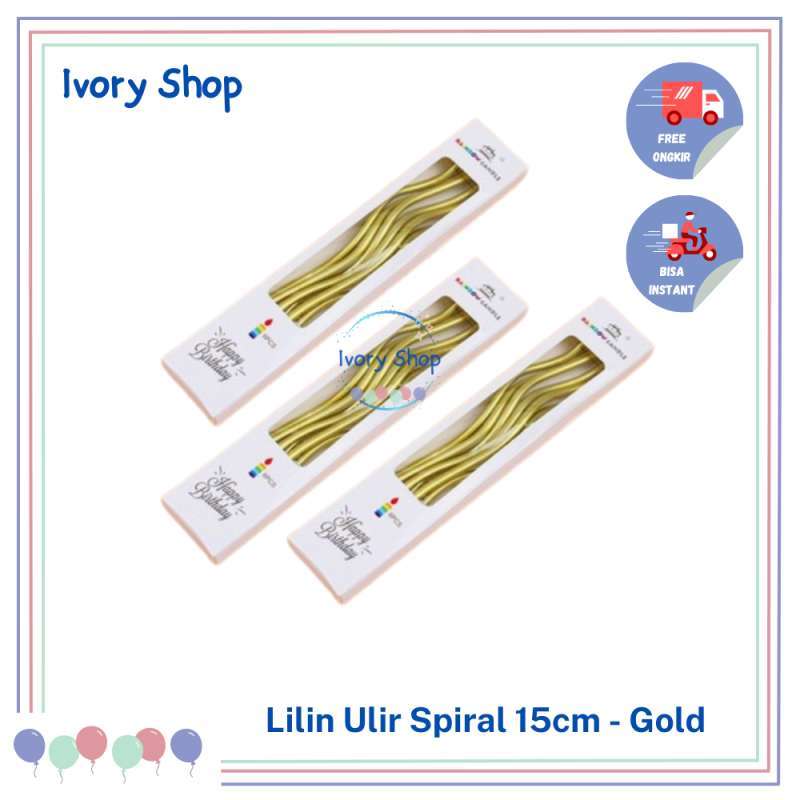 Jual Lilin Ulang Tahun Model Ulir Spiral Panjang 15cm 1 Kotak Isi 6 Pcs ...