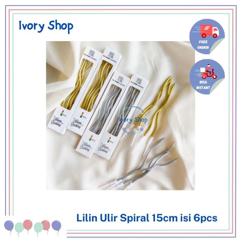 Jual Lilin Ulang Tahun Model Ulir Spiral Panjang 15cm 1 Kotak Isi 6 Pcs ...