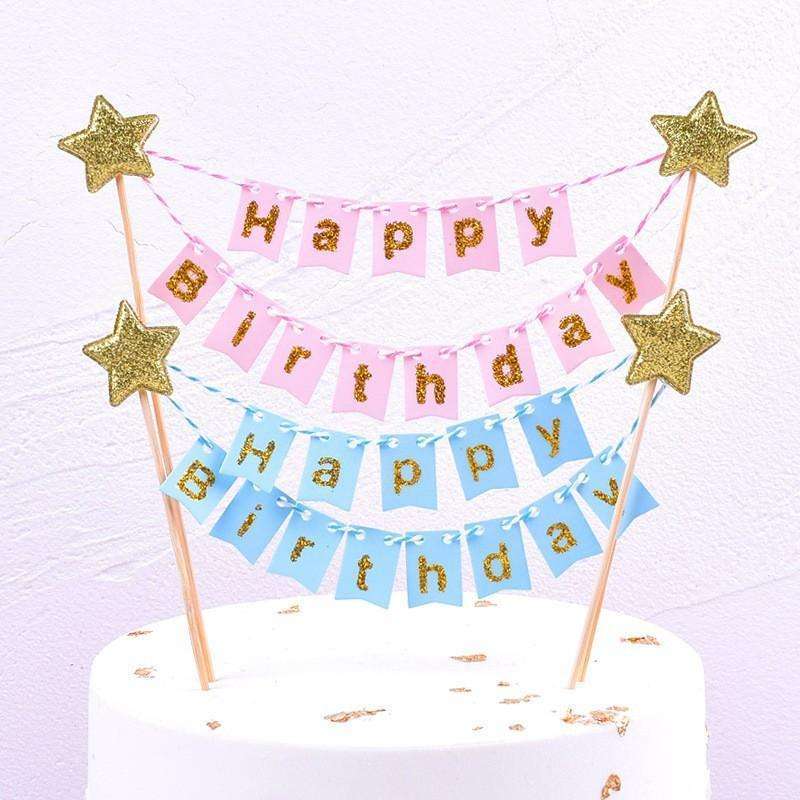 Jual Cake Topper Kue Ulang Tahun Bentuk Banner Happy Birthday Tali Di ...