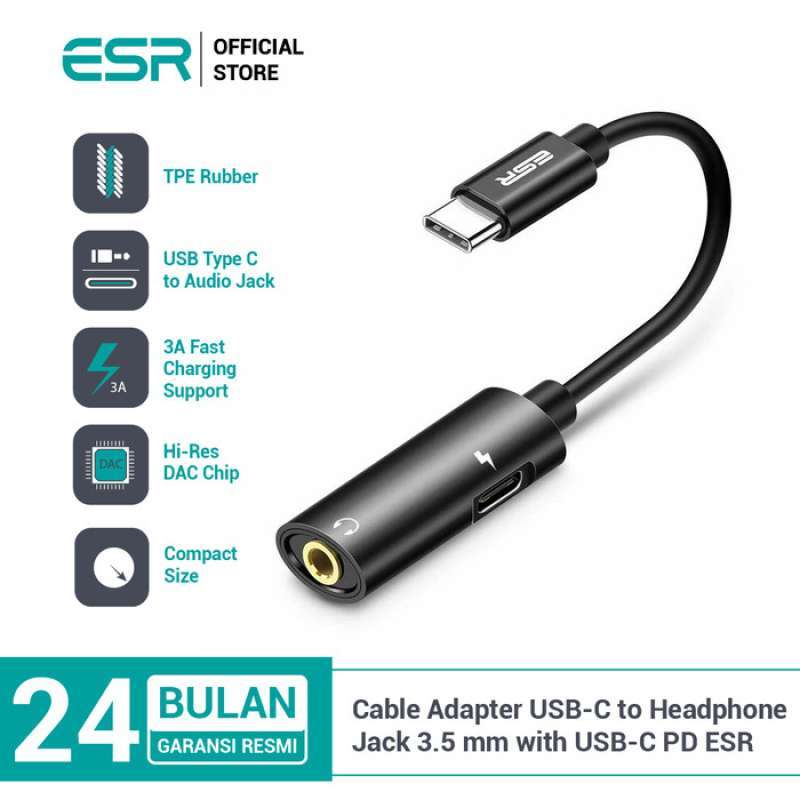 Promo Cable Adapter Usb C To Headphone Jack 35 Mm With Usb C Pd Esr Diskon 23 Di Seller Okaz