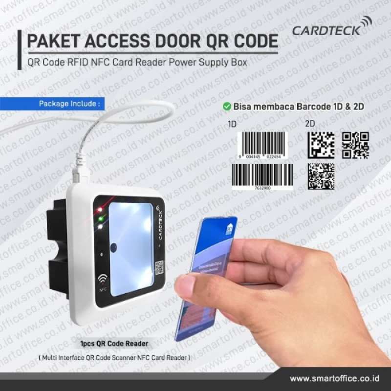 Promo PAKET CARDTECK QRCODE NFC ACCESS GATE OTOMATIS 1 READER 1 WAY ...