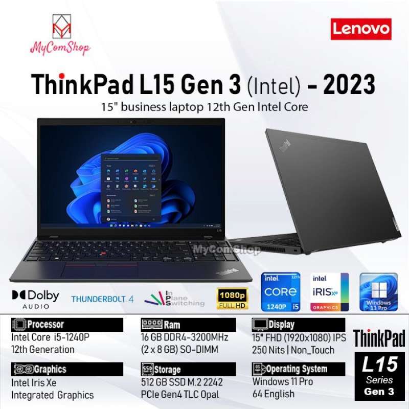 Jual Lenovo Thinkpad L15 Gen 3 I5-1240p 16gb Ram 512gb Ssd Iris Xe 15 ...