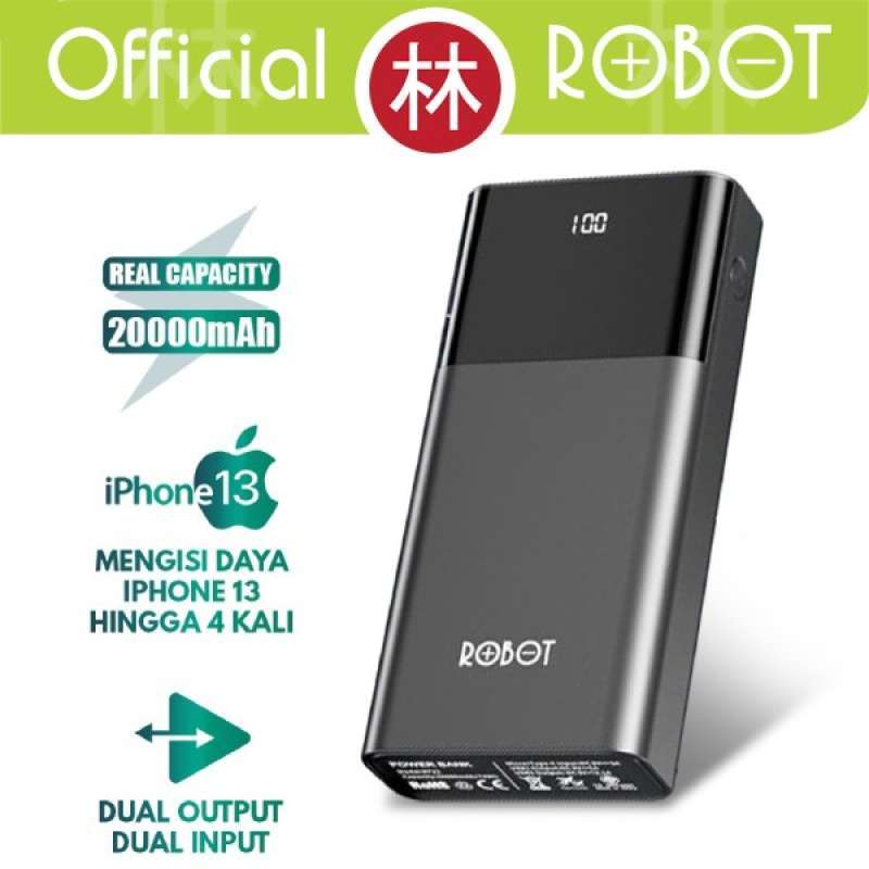 Promo ROBOT RT22 PowerBank 20000mah Dual Port Input & Output Led ...