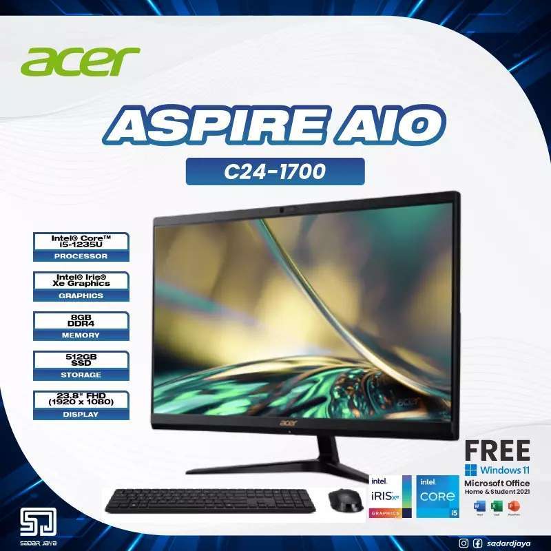 Jual All In One Pc Acer C24-1700 Aio Aspire Core I5-1235u / 8gb / 512 / ...