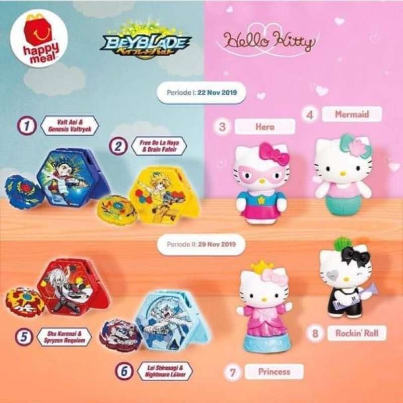 Jual Mainan Happy Meal McD Toys Beyblade Hello Kitty McDonald Toy new ...