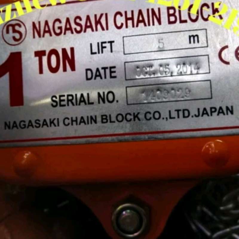 Jual Chain Block Nagasaki Capacity 1 Ton X 5 Meter - Takel Hand Chain ...