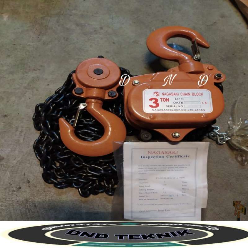 Promo CHAIN BLOCK 3 TON X 5 Meter original mrek Nagasaki Made in Japan ...