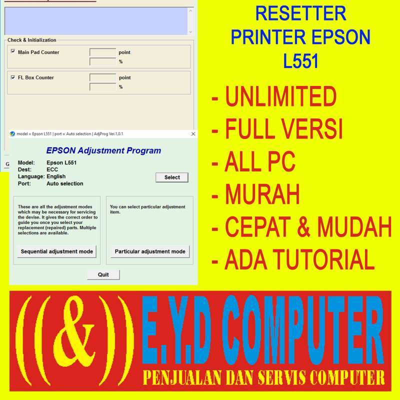 Jual EPSON L551 RESSETTER PRINTER SOFTWARE (UNLIMITED/ALL PC/FULL VERSI ...