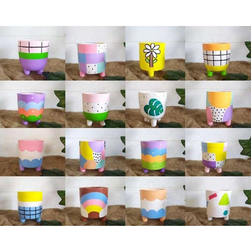 Jual POT TANAMAN POT BUNGA MINI POT LUKIS KAKI 10CM GERABAH TANAH LIAT ...