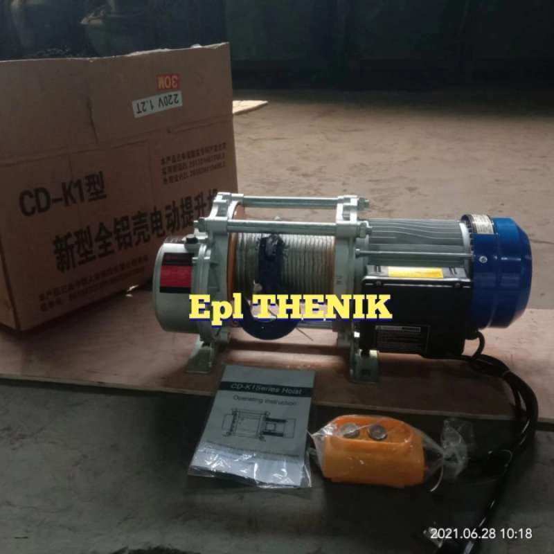 Promo Electric winch hoist 1200kg × 50Meter 220Volt Katrol Listrik ...