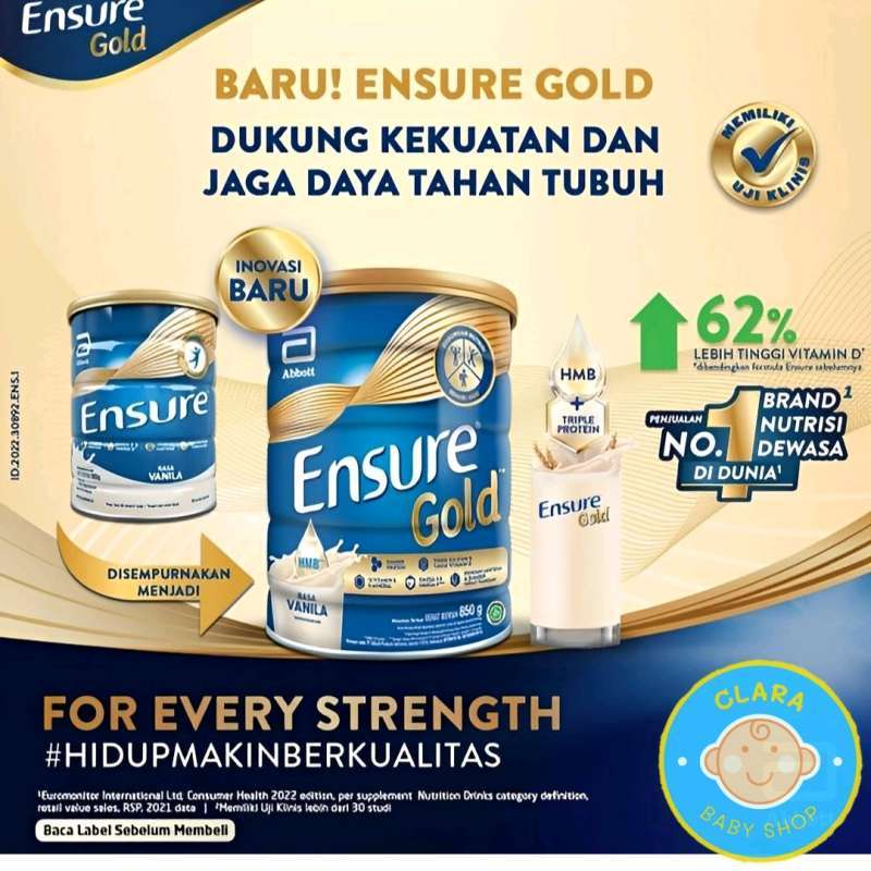Jual Ensure Gold Vanilla 850gr Kemasan Baru Di Seller Clara Baby Shop - Bantar Gebang, Kota ...